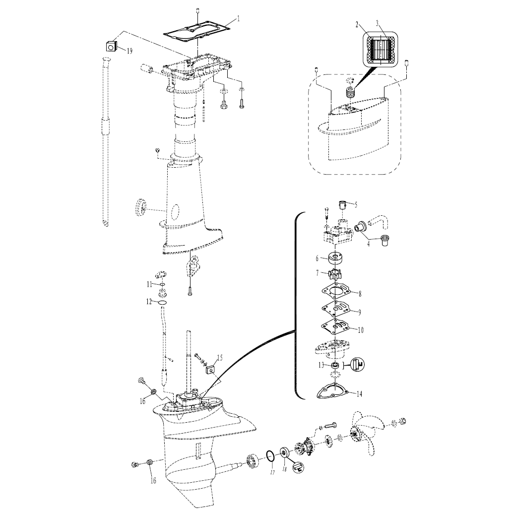 16 РЕДУКТОР Parsun T 5 Bms Лодочный мотор T5 8bm купить запчасти в СПБ
